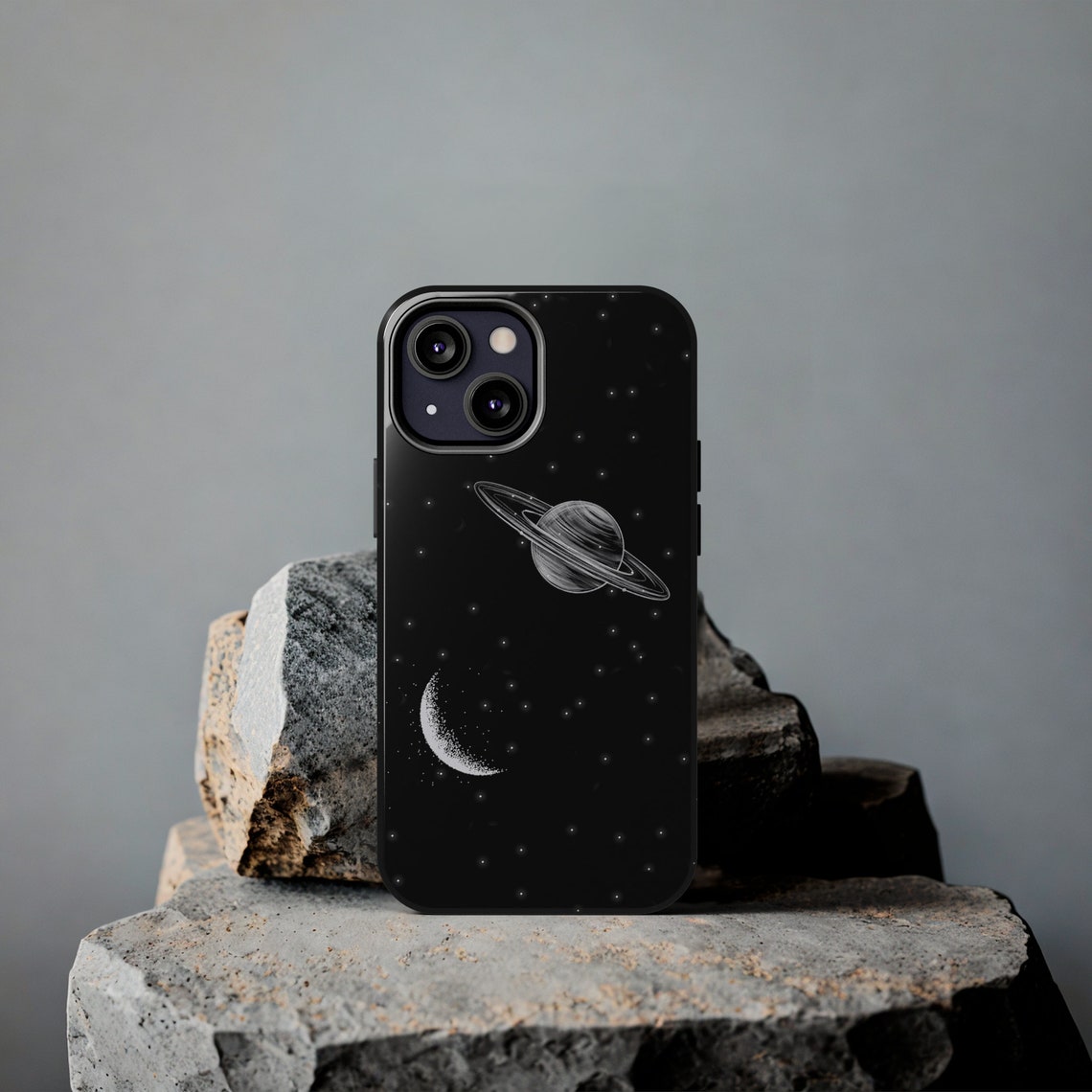 Moon and Saturn iPhone Case, Night Sky iPhone Case, Moon iPhone Case ...