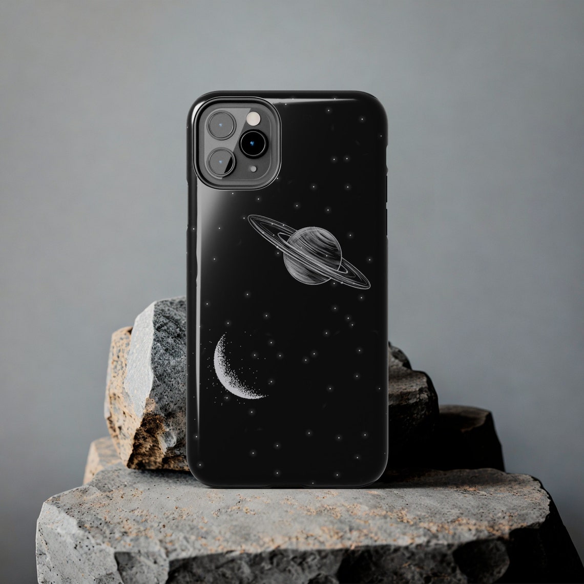 Moon and Saturn iPhone Case, Night Sky iPhone Case, Moon iPhone Case ...