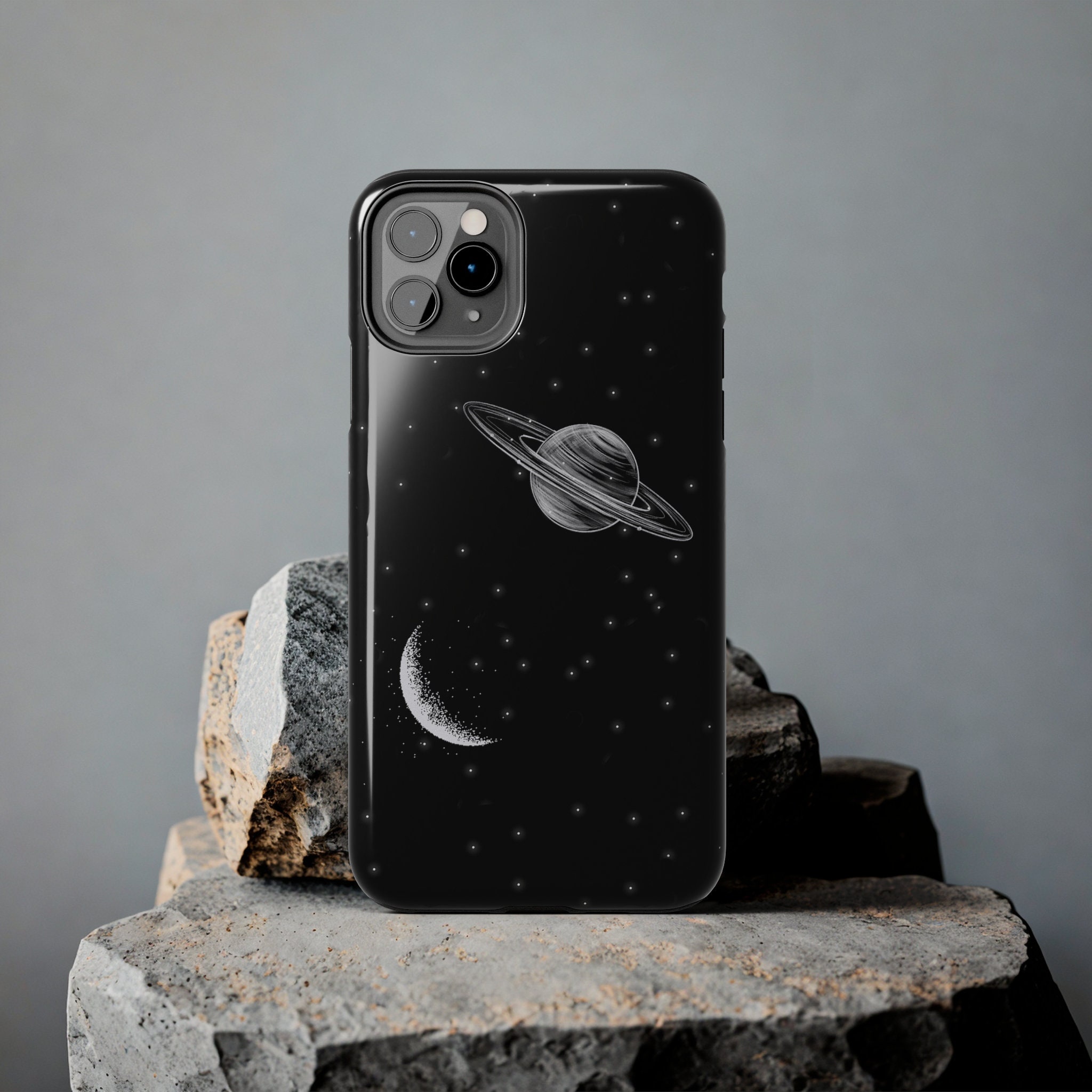 Moon and Saturn iPhone Case, Night Sky iPhone Case, Moon iPhone Case ...