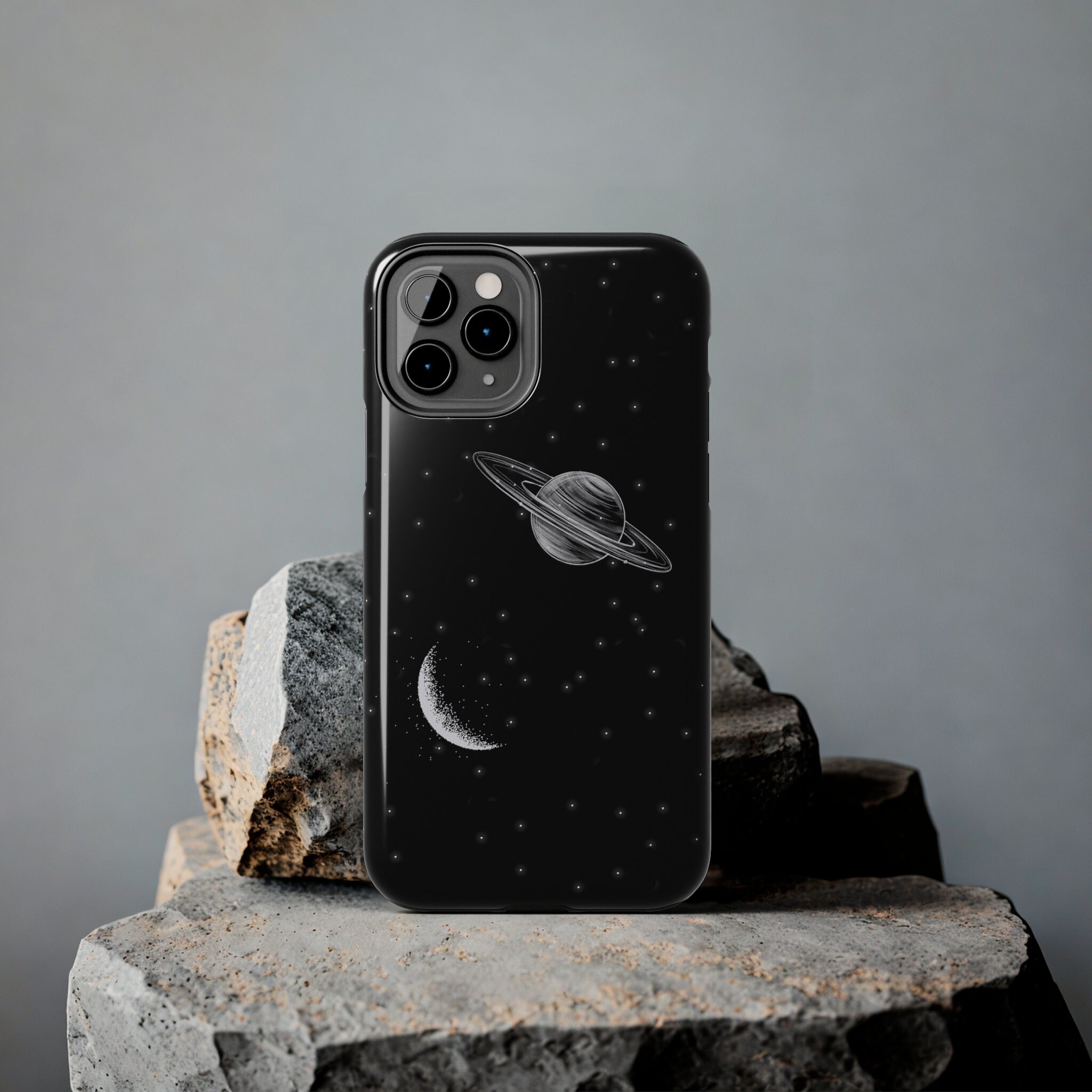 Moon and Saturn iPhone Case, Night Sky iPhone Case, Moon iPhone Case ...