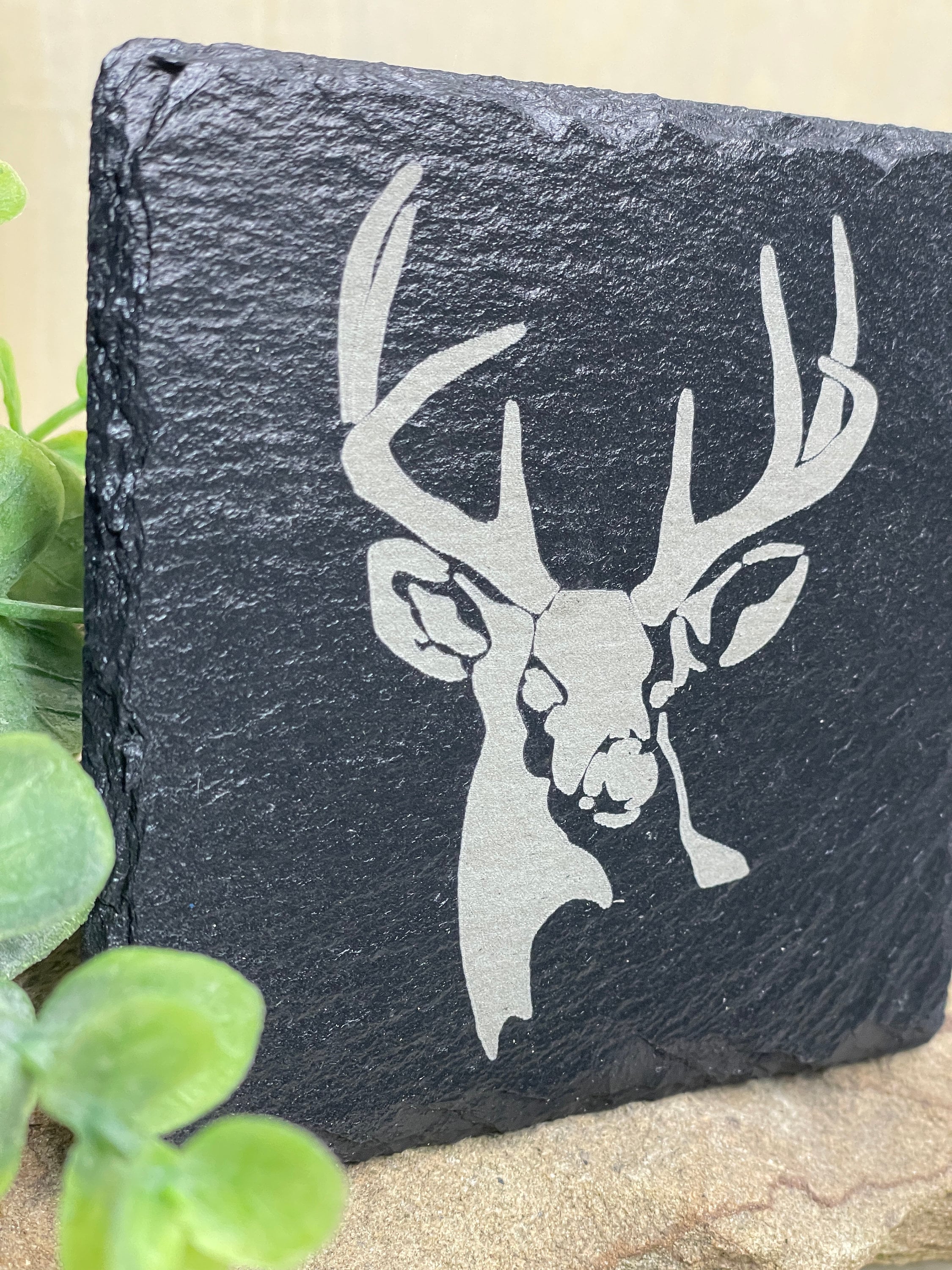 Deer Buck Head Slate Coasters, Laser Engraved Coasters, Sets Available ...