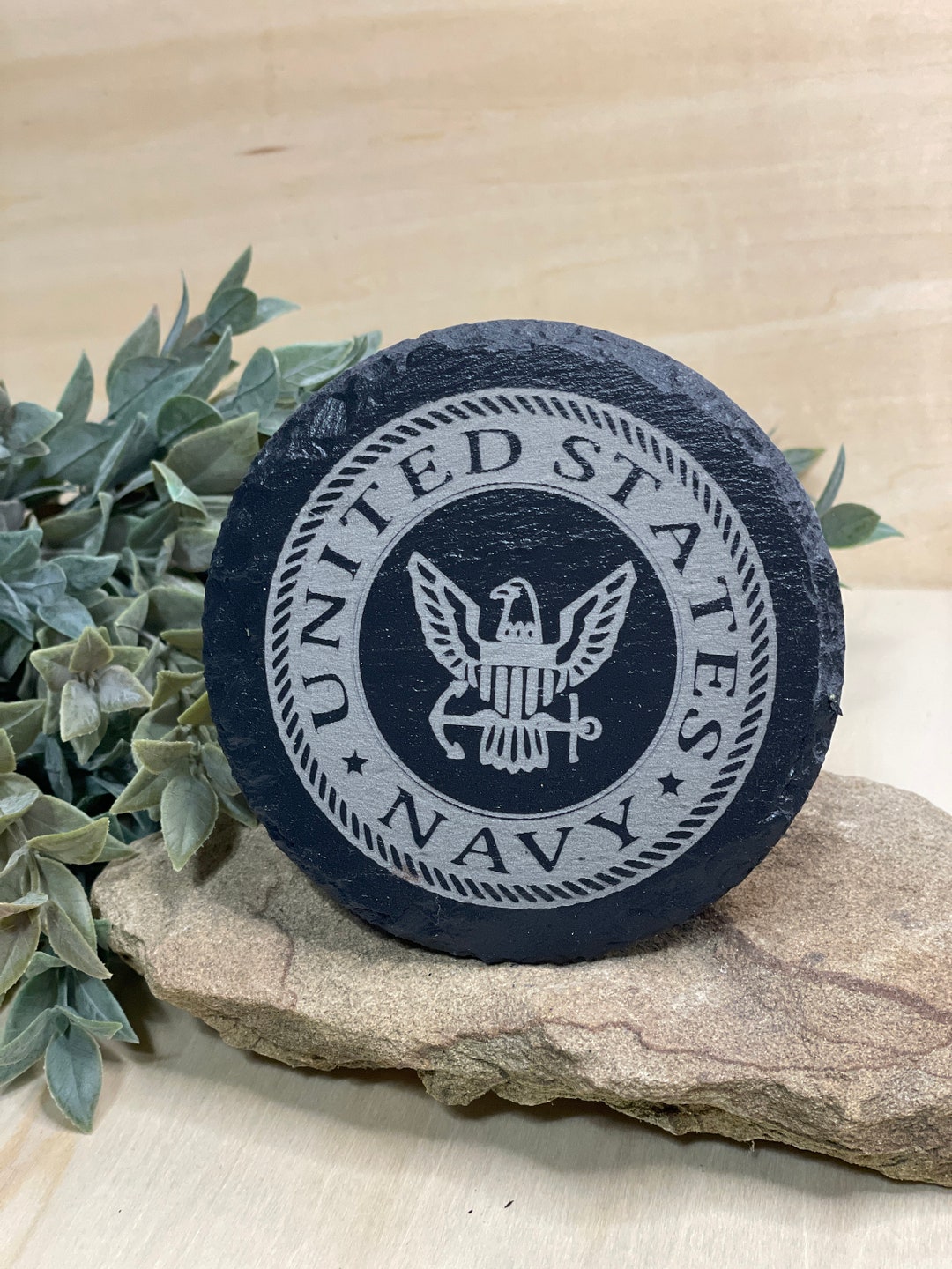 Navy US Slate Laser Engraved Coasters, Sets Available, Square or Round ...