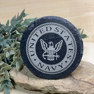 Navy US Slate Laser Engraved Coasters, Sets Available, Square or Round ...