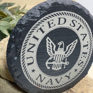 Navy US Slate Laser Engraved Coasters, Sets Available, Square or Round ...