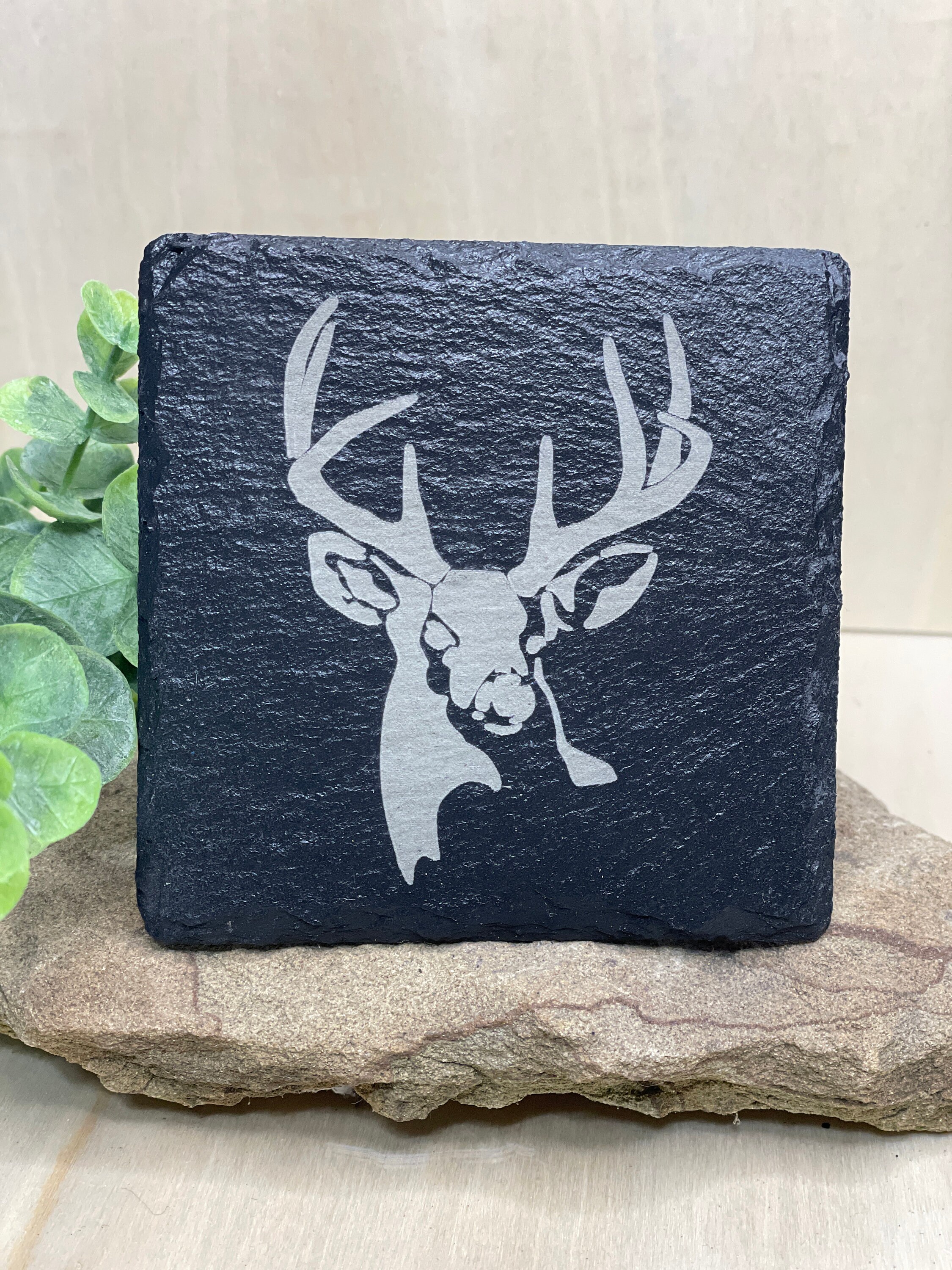 Deer Buck Head Slate Coasters, Laser Engraved Coasters, Sets Available ...