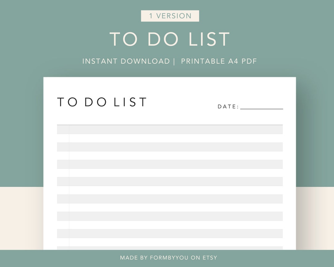 Printable to Do List | Instant Download | PDF A4 Checklist | Daily Task ...