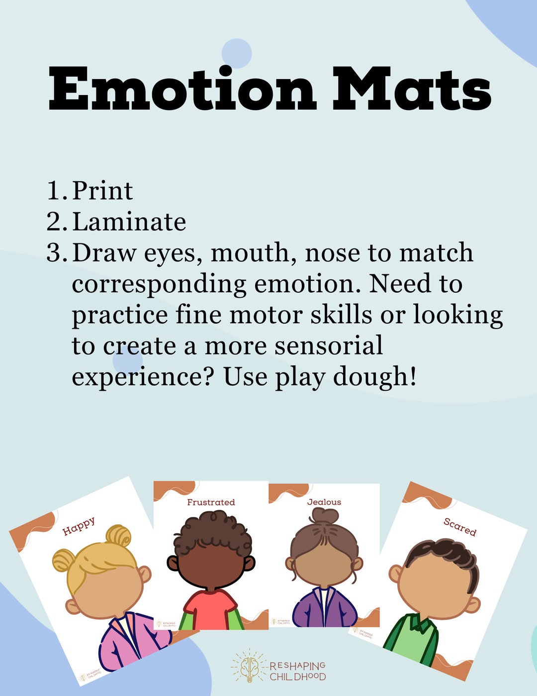 Digital Emotion Mats Playdough Social Emotional - Etsy