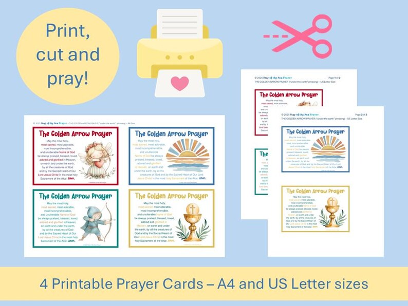 Golden Arrow Prayer Cards for Kids, the Golden Arrow Prayer, Cute ...