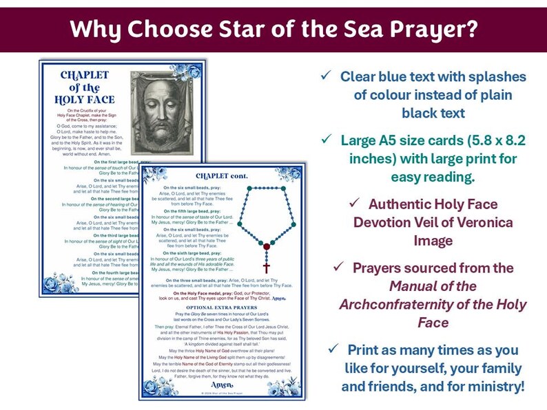 Holy Face Prayer Cards, Holy Face Devotional, Large Catholic Printable ...