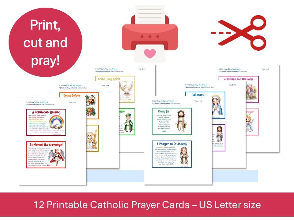 Catholic Prayers for Kids, Prayer Cards for Kids, Prayercards Catholic ...