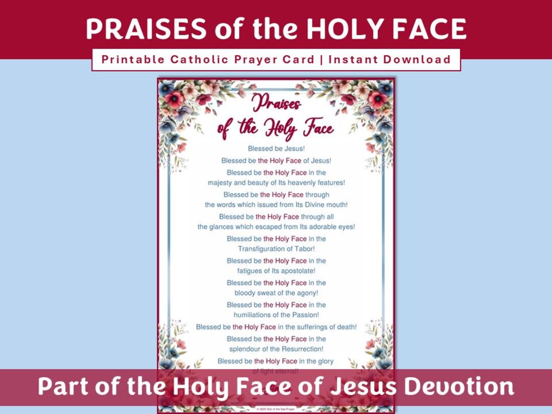Holy Face of Jesus Printable, Digital Catholic Prayer Card, Holy Face ...