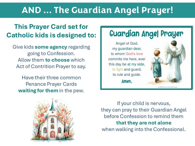 Acts of Contrition for Kids, Printable Catholic Prayer Cards, First ...