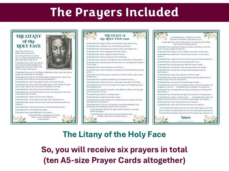 Holy Face Prayer Cards, Holy Face Devotional, Large Catholic Printable ...