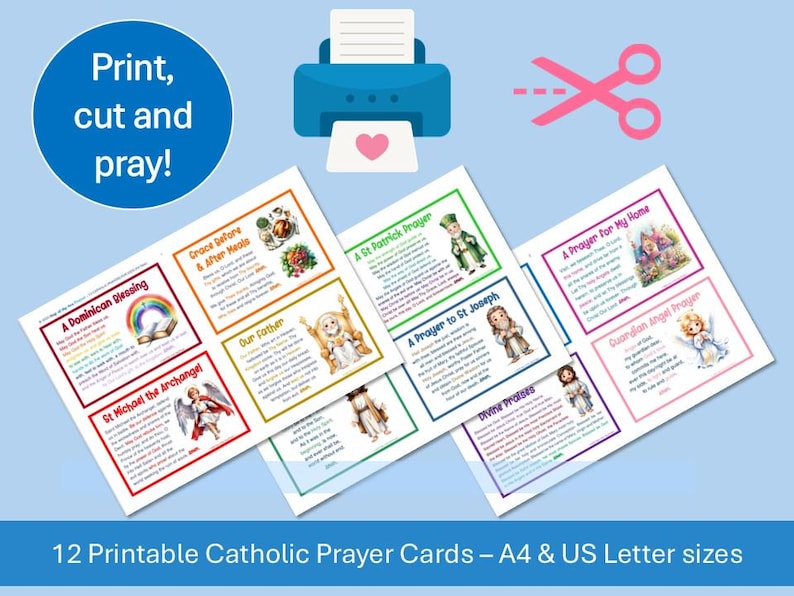 Catholic Prayers for Kids, Prayer Cards for Kids, Prayercards Catholic ...