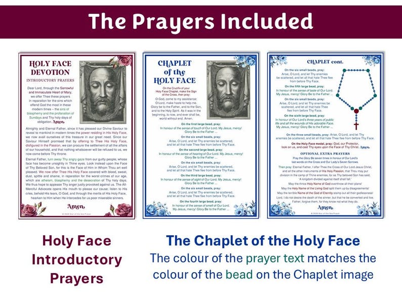 Holy Face Prayer Cards, Holy Face Devotional, Large Catholic Printable ...