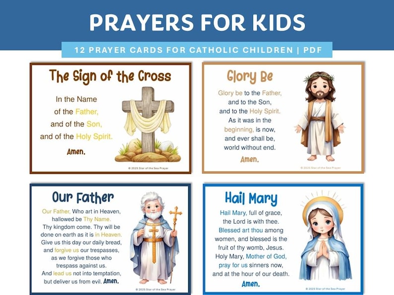 Catholic Prayers for Children, Catholic Prayercard Set, First Communion ...