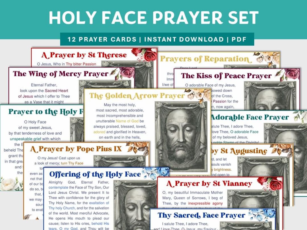 Buy Holy Face of Jesus Prayer Card Set, Holy Face of Jesus Prayers ...