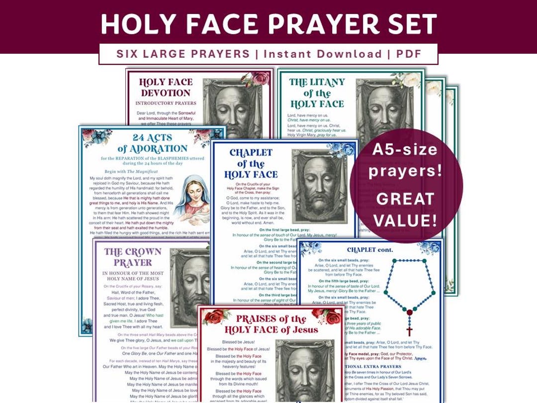 Holy Face Prayer Cards, Holy Face Devotional, Large Catholic Printable ...