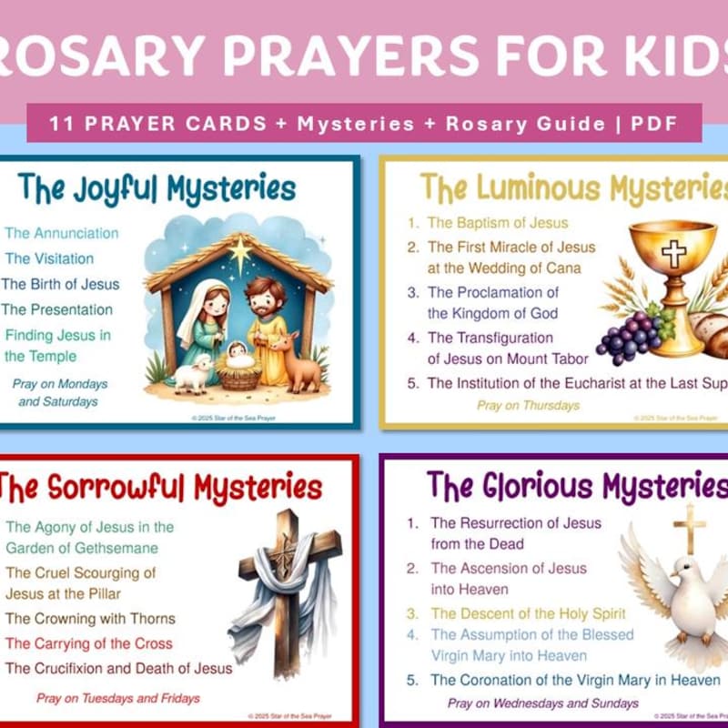 Kids Rosary Prayer Card - Etsy