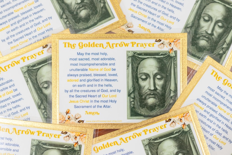 Golden Arrow Prayer, Holy Face Gift, Catholic Handmade Prayer, Catholic ...