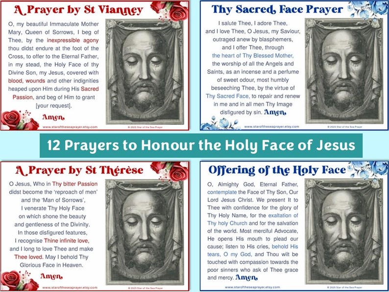 Holy Face of Jesus Prayers, Holy Face Devotional, Printable Catholic ...