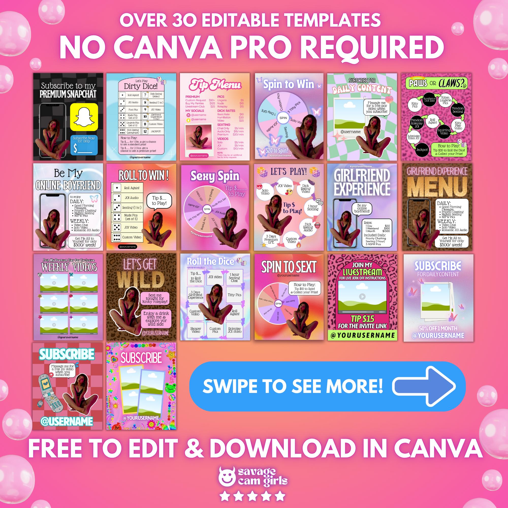 Onlyfans Y2K Tip Game Graphics: Tip Menus, Editable Tip Games ...