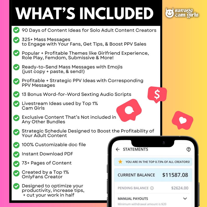 90 Day Onlyfans Content Idea Bundle for Solo Creators | With Mass Messages, Sexting Scripts, PPV ...