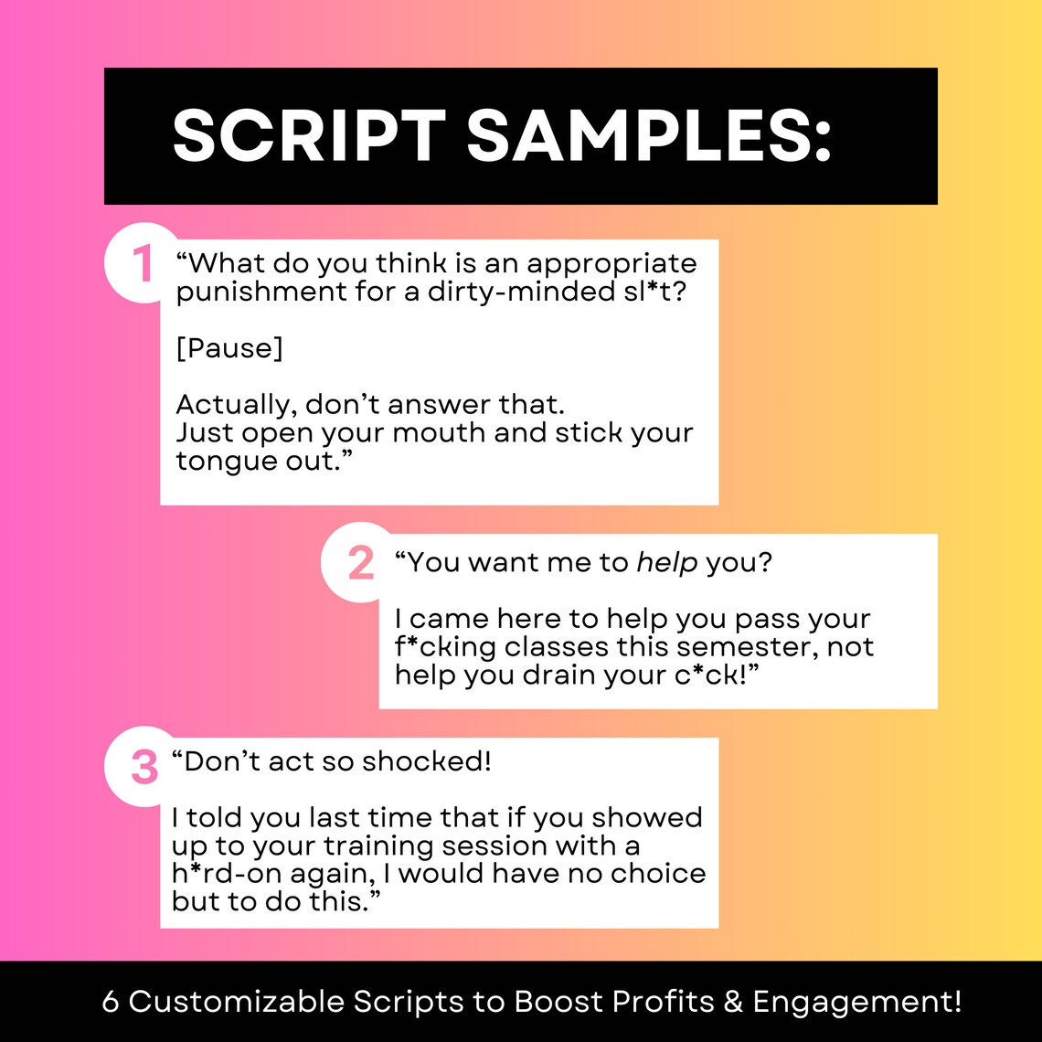 Onlyfans JOI Scripts for Solo Creators Femdom Script - Etsy