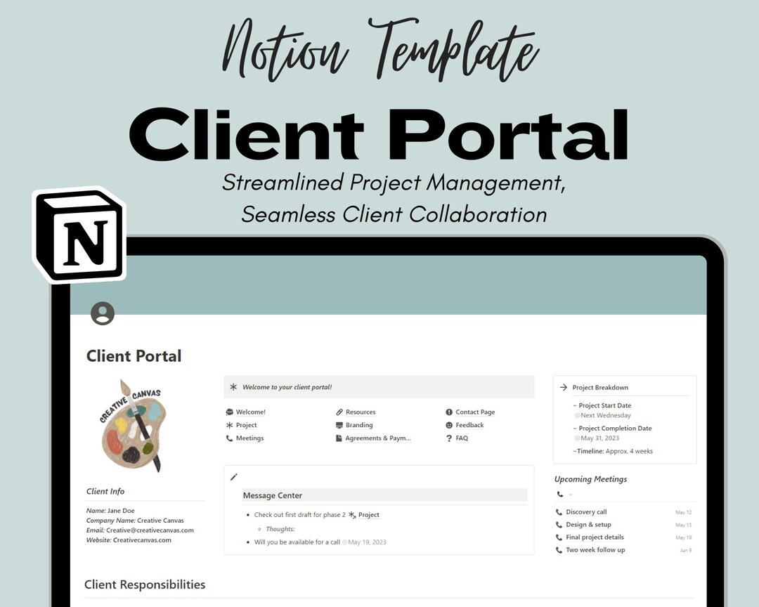 Client Portal - A Notion Template for Businesses - Etsy