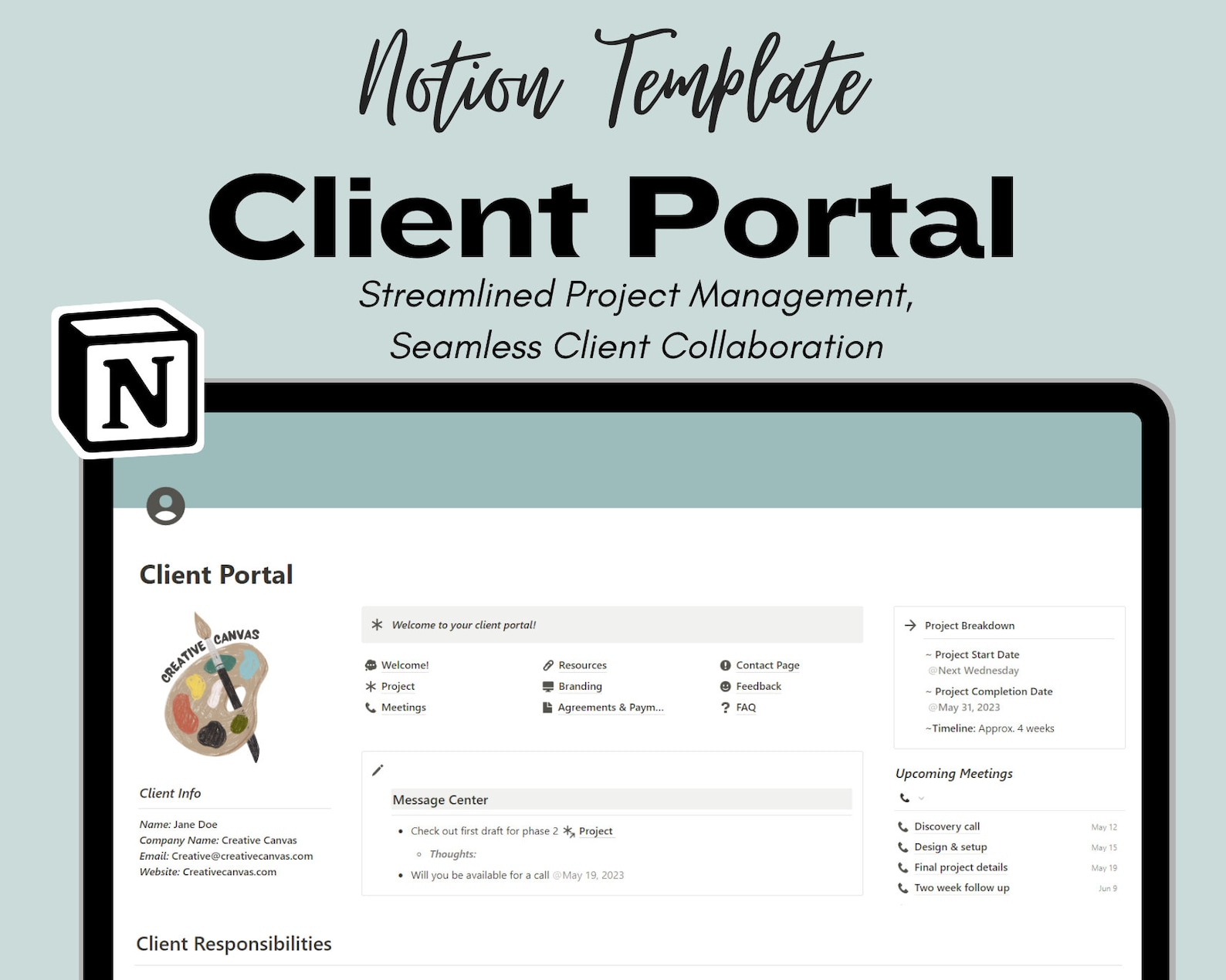 Client Portal - A Notion Template for Businesses - Etsy
