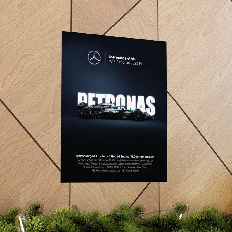 Mercedes F1 Poster 2025 - W16 Petronas F1 Car Wall Art |mercedes-amg ...