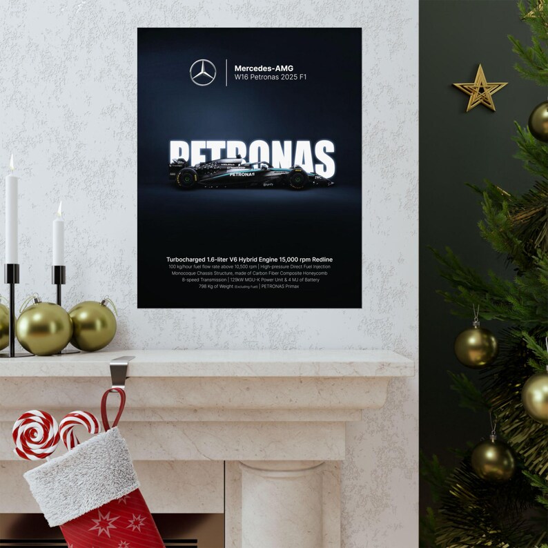 Mercedes F1 Poster 2025 - W16 Petronas F1 Car Wall Art |mercedes-amg ...