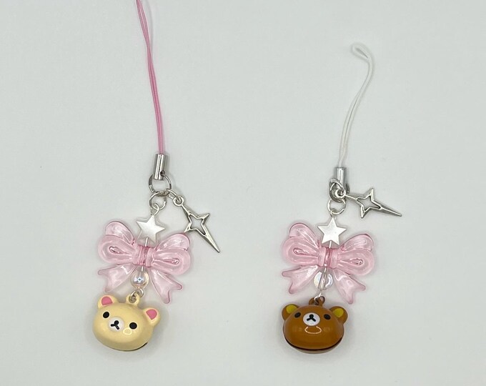 Rilakkuma Keychain Sanx Gotochi Phone Charm Handmade Beaded Keychain ...