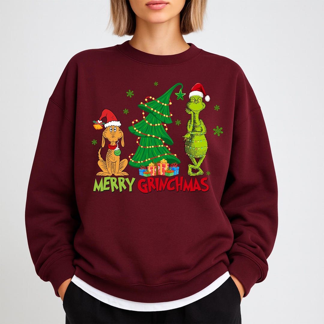 Merry Christmas Svg Png, Grinch With Dog Svg, Christmas Tree Clipart ...