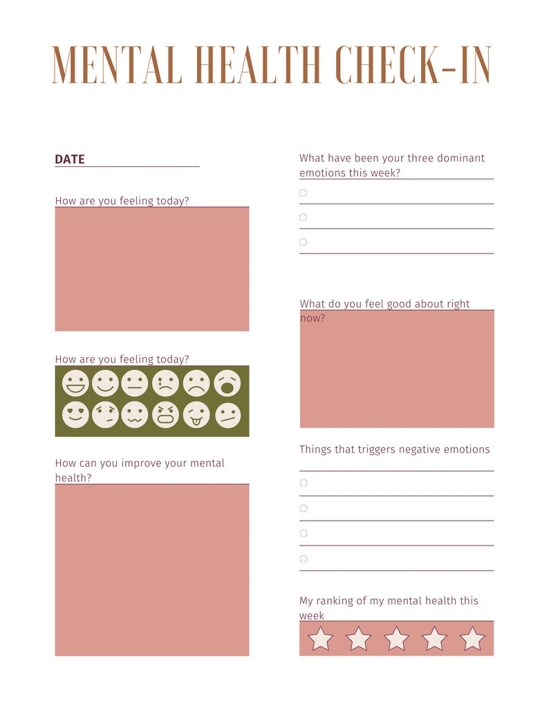 Mental Health Check-in Bundle - Etsy