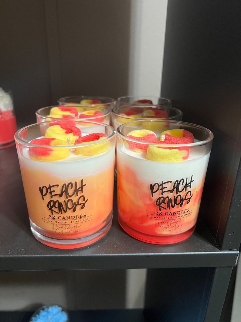 10oz Peach Rings Soy Candle - Etsy
