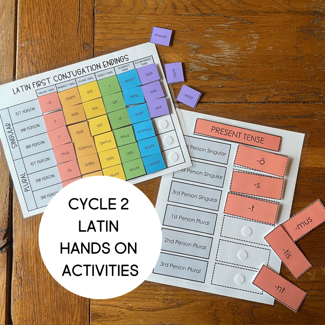 Latin 1st Conjugation Endings Hands on Chart for Classical ...