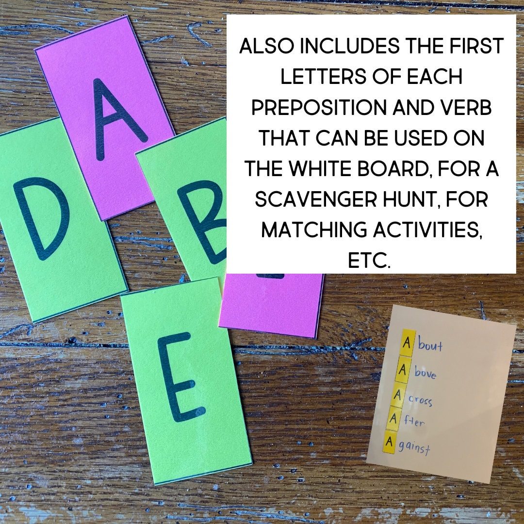 Prepositions & Verbs Whiteboard Chart for Classical Conversations Cycle ...