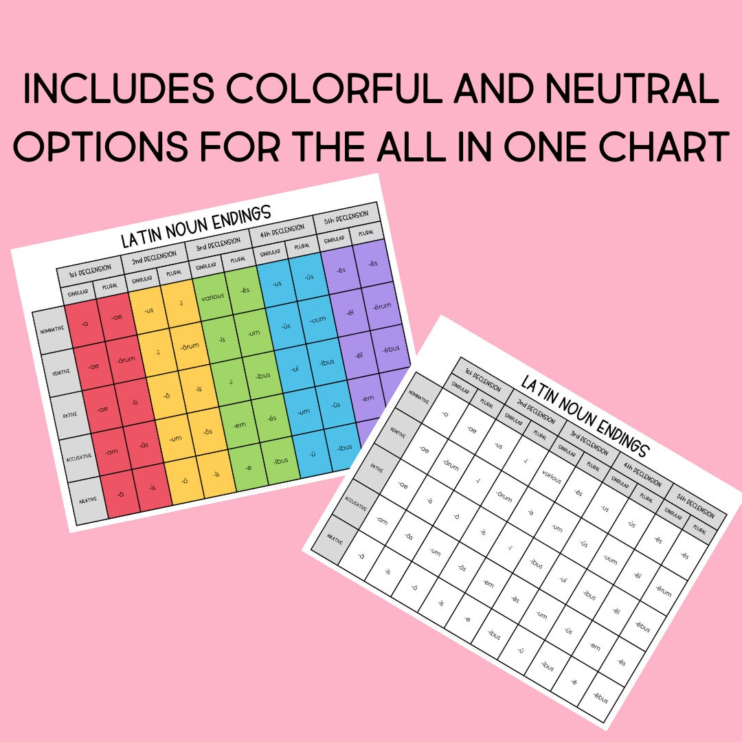 Latin Noun Endings Hands on Chart for Classical Conversations Cycle 1 ...