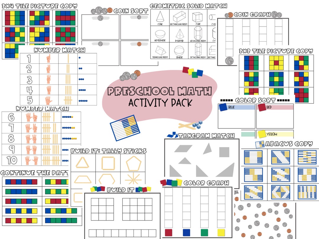 Preschool Math Activity Pack - Etsy