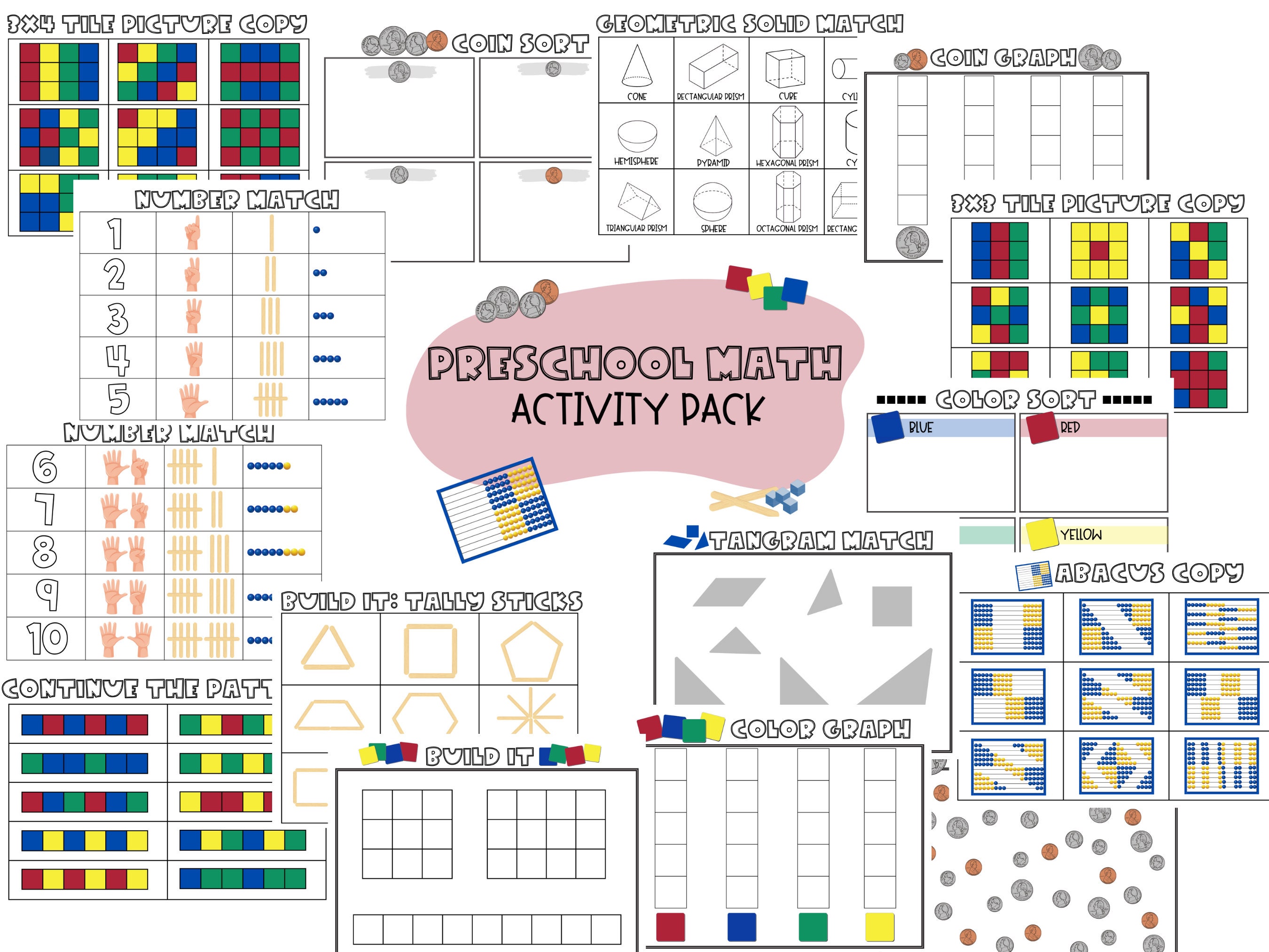 Preschool Math Activity Pack - Etsy