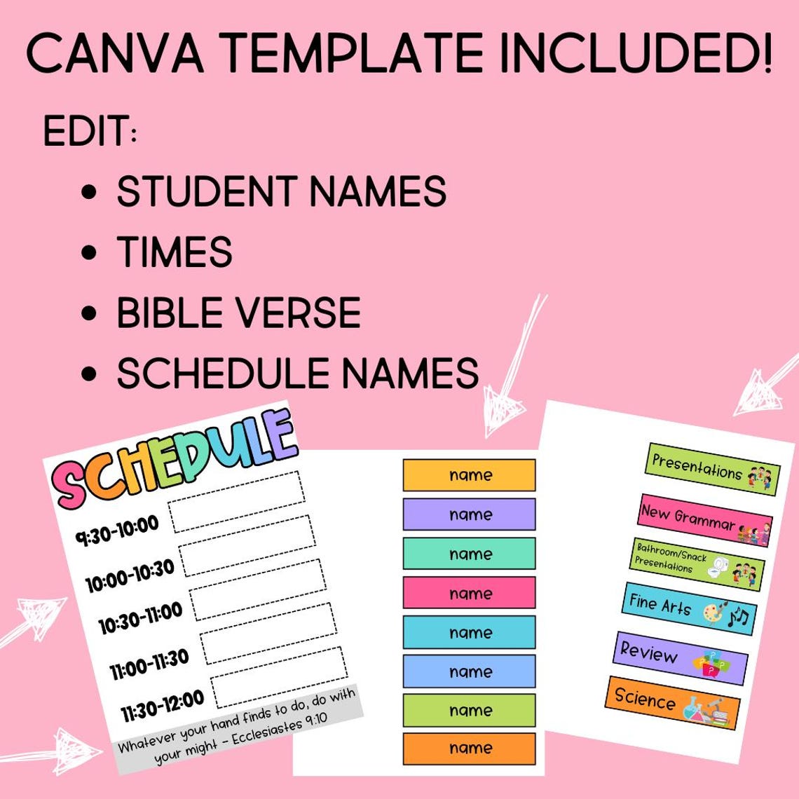 Classical Conversations Class Schedule, Presentation Name Order, Subject Headers for Tutor Board ...