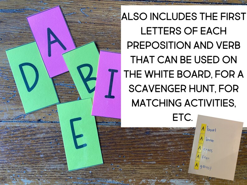 Prepositions & Verbs Whiteboard Chart for Classical Conversations Cycle ...