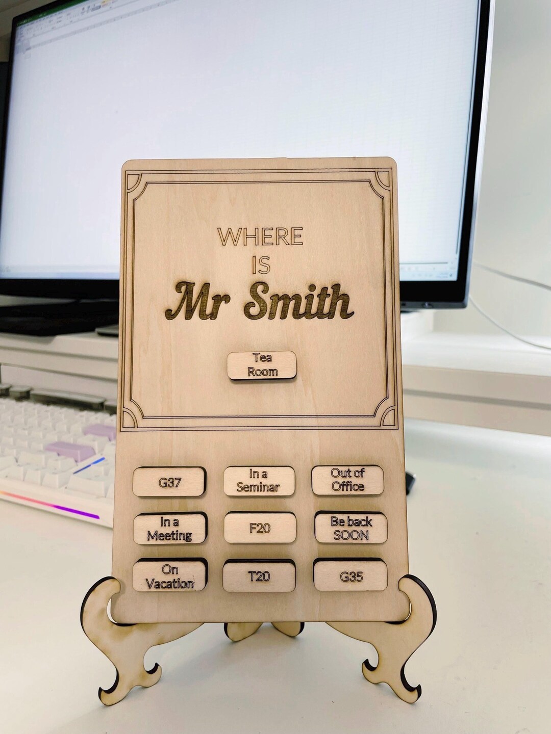 Personalized Office Door Sign | Desktop Stand | Location Tracker ...