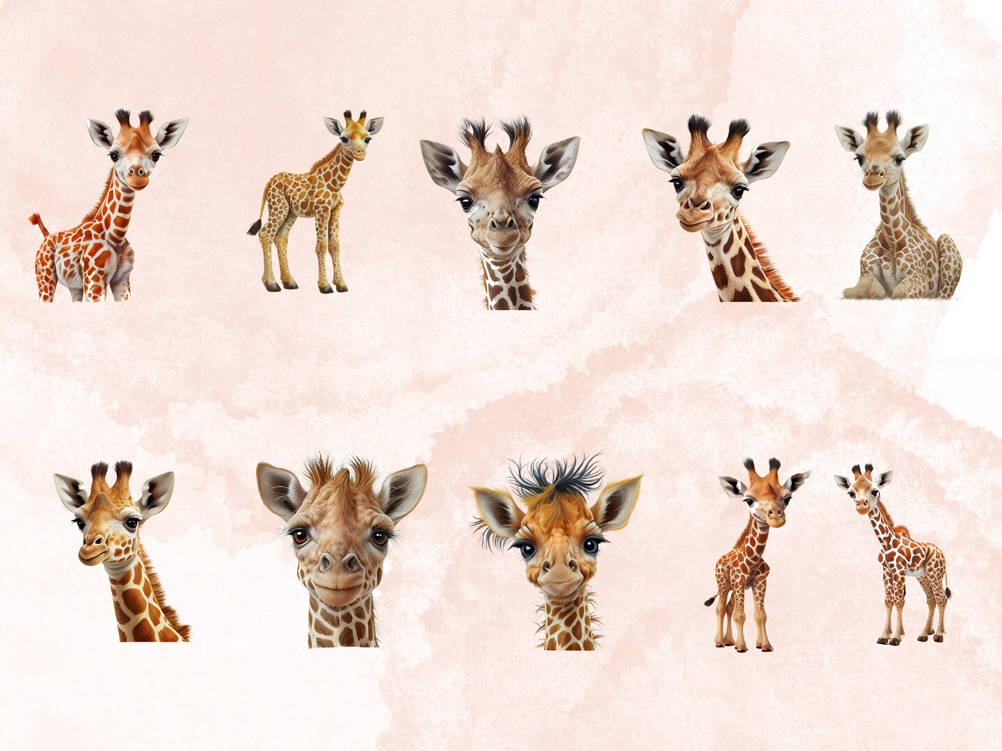 Baby Giraffe Watercolor Clipart Cute Clipart for Commercial - Etsy