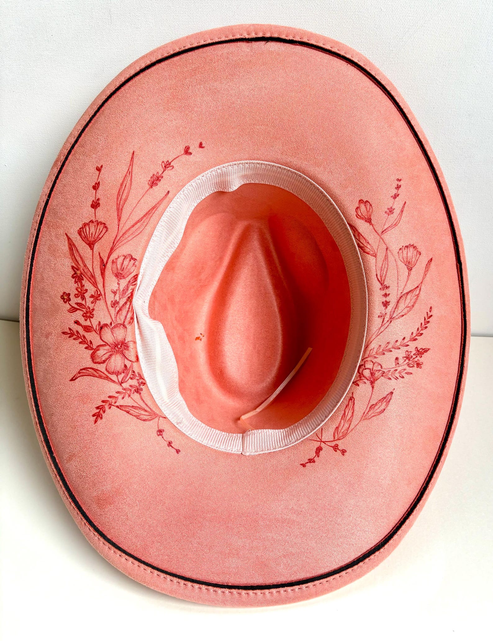 Burned Fedora Hat, Peach Color Vegan Suede, sunkissed Sun, Stars ...