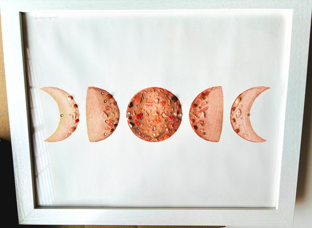Orange Onyx Moon Phases Sign: Crystal Gemstone Artwork (15.5”x12.5”) - Etsy
