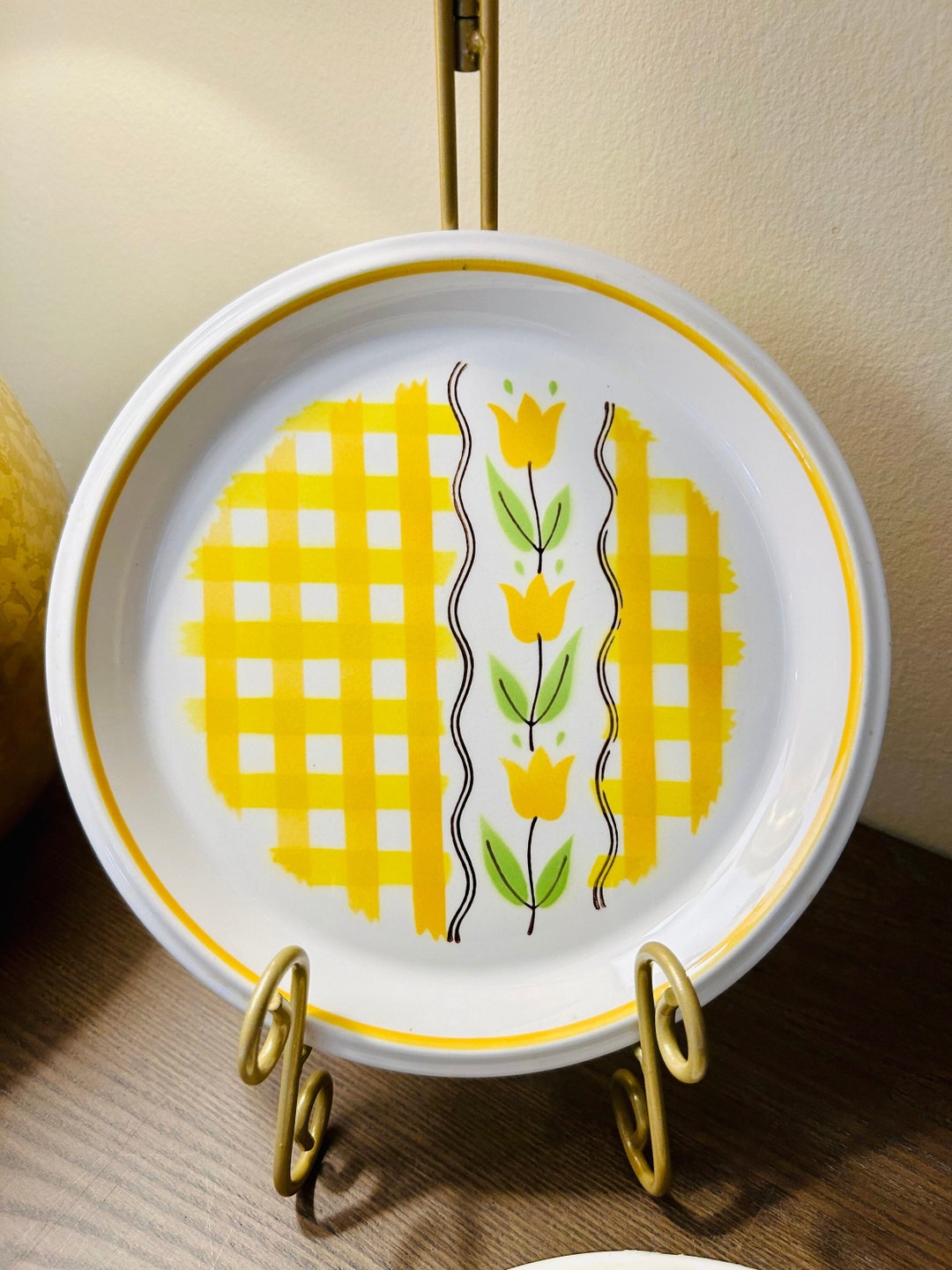 Vintage Mikasa County Gingham Maize Serving Plates, Set of 3 - Etsy