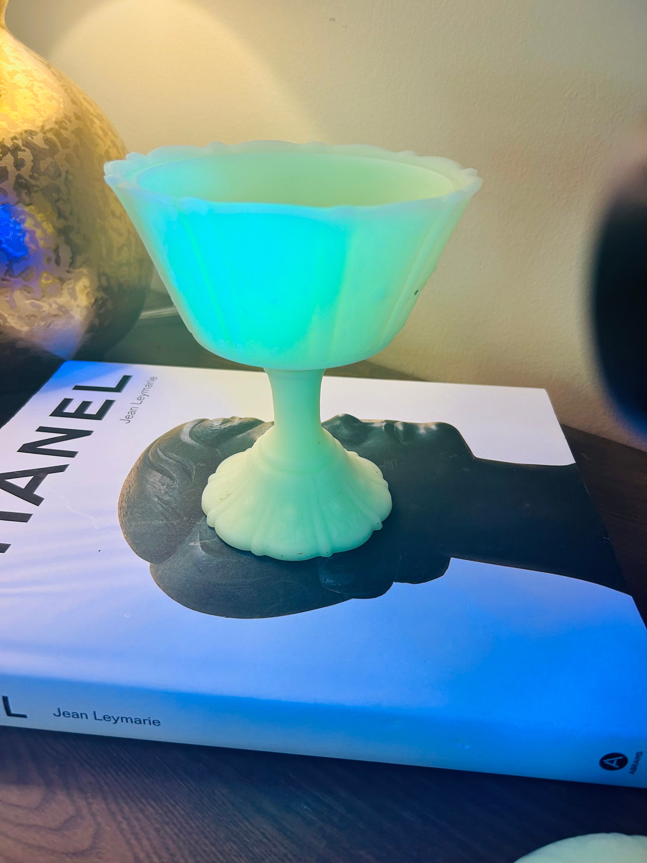 Vintage Fenton Custard Green Custard Daisy Paneled Glow Glass - Etsy