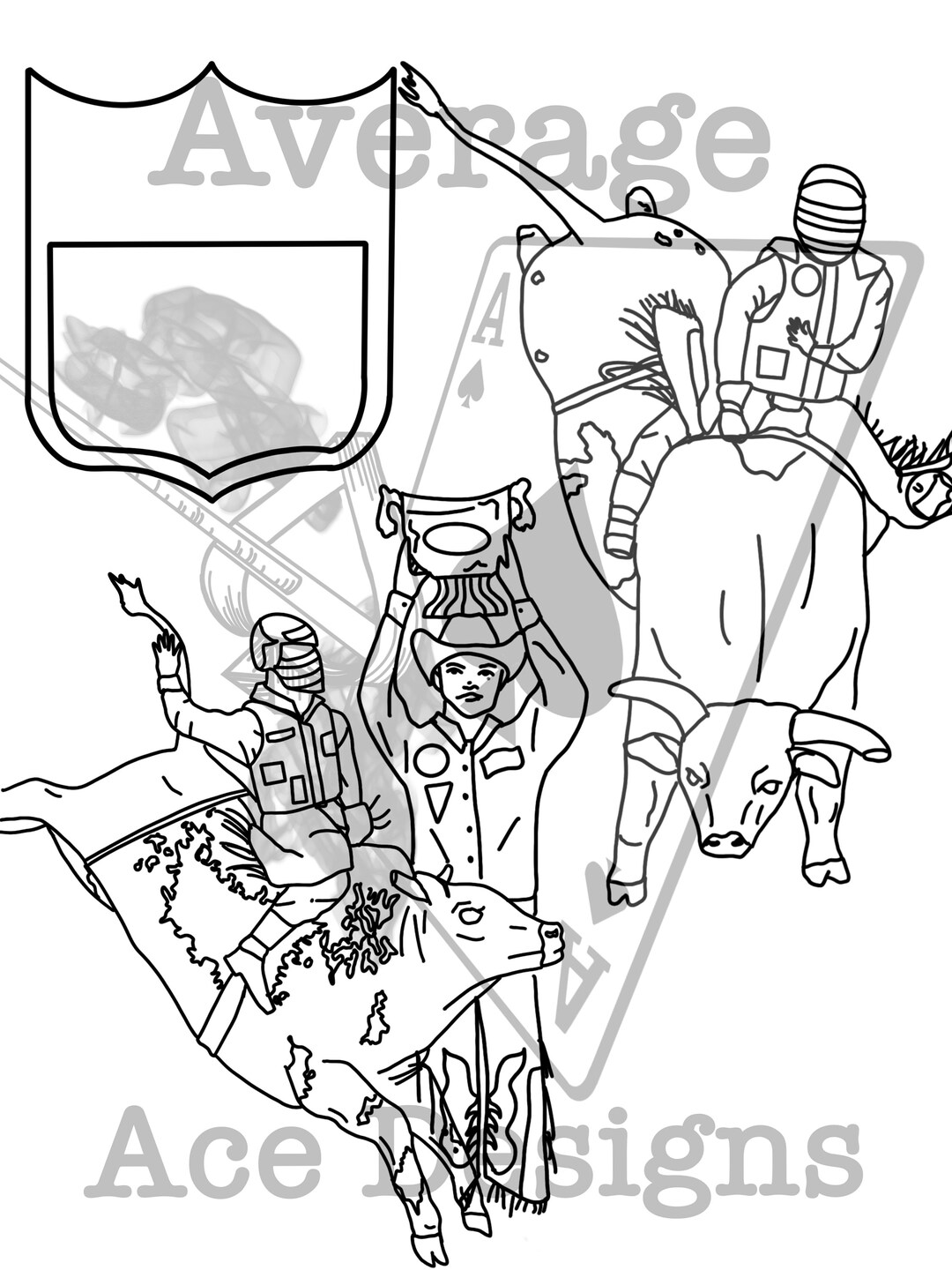 Bull Riding Coloring Page Hand-drawn Printable Wild Rodeo Adventure 1 ...